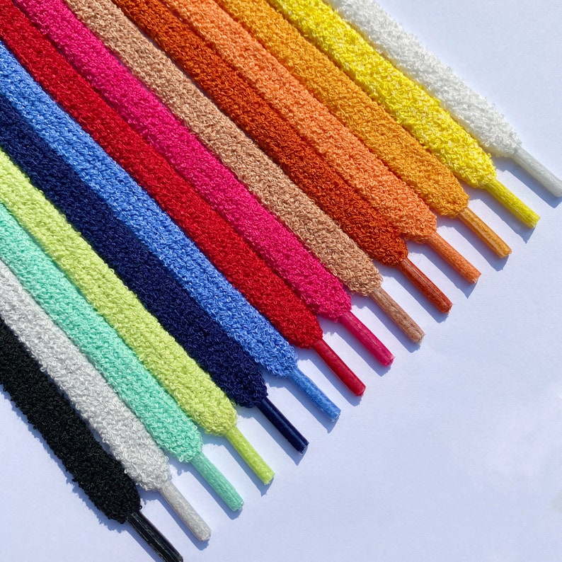 Flat Fuzzy Shoelaces - 17 Colors - Etsy