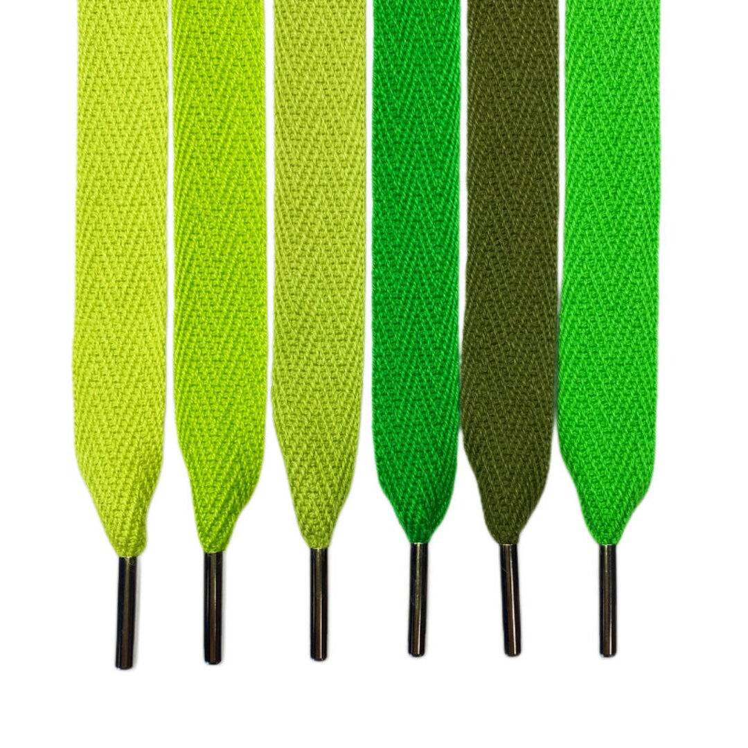 15mm Green Herringbone Laces With Metal Tips, Flat Strings - 6 Colors ...