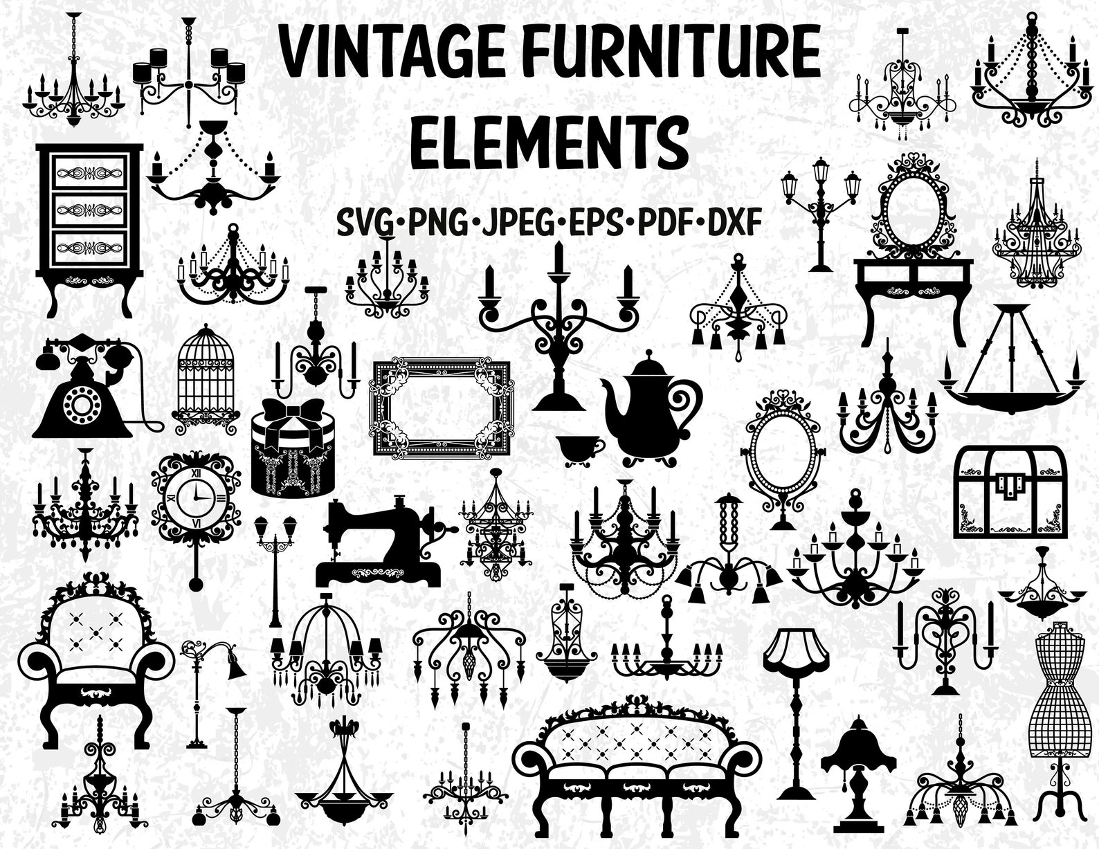 48 Vintage Furniture Elements Vintage Furniture Elements SVG - Etsy