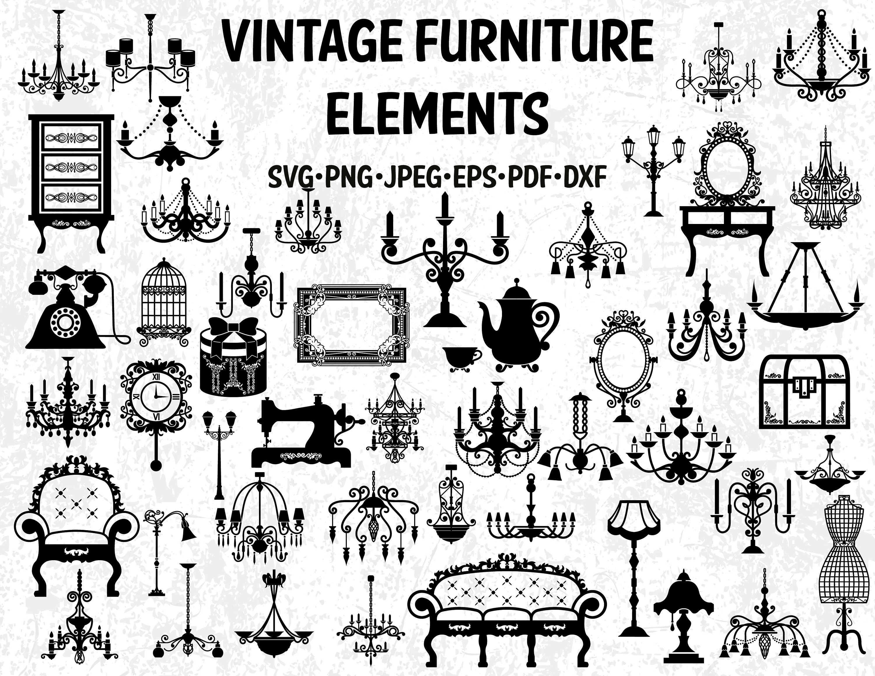 48 Vintage Furniture Elements Vintage Furniture Elements SVG - Etsy ...