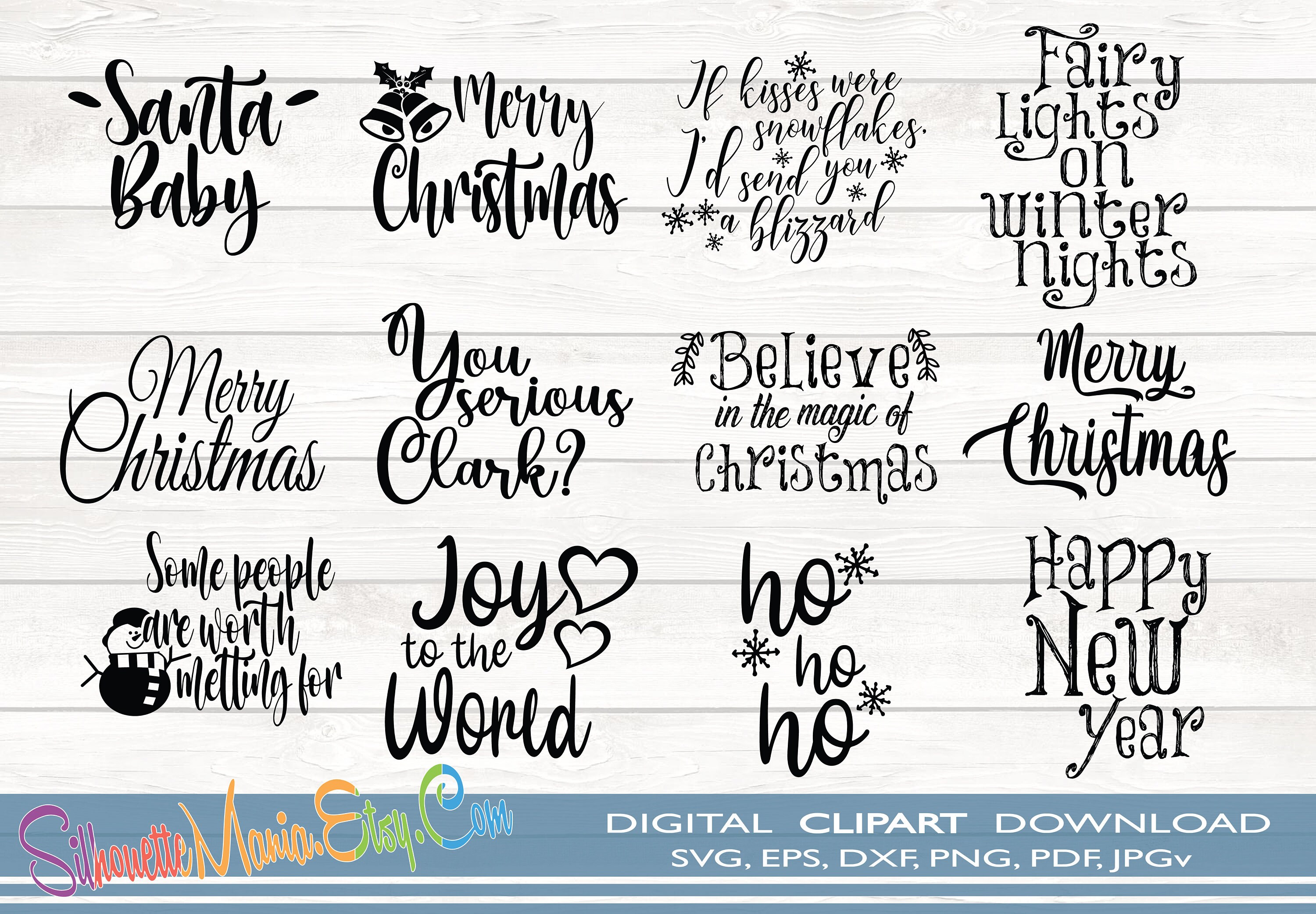 48 Christmas Sayings SVG Cut Files Bundle Christmas Quotes - Etsy