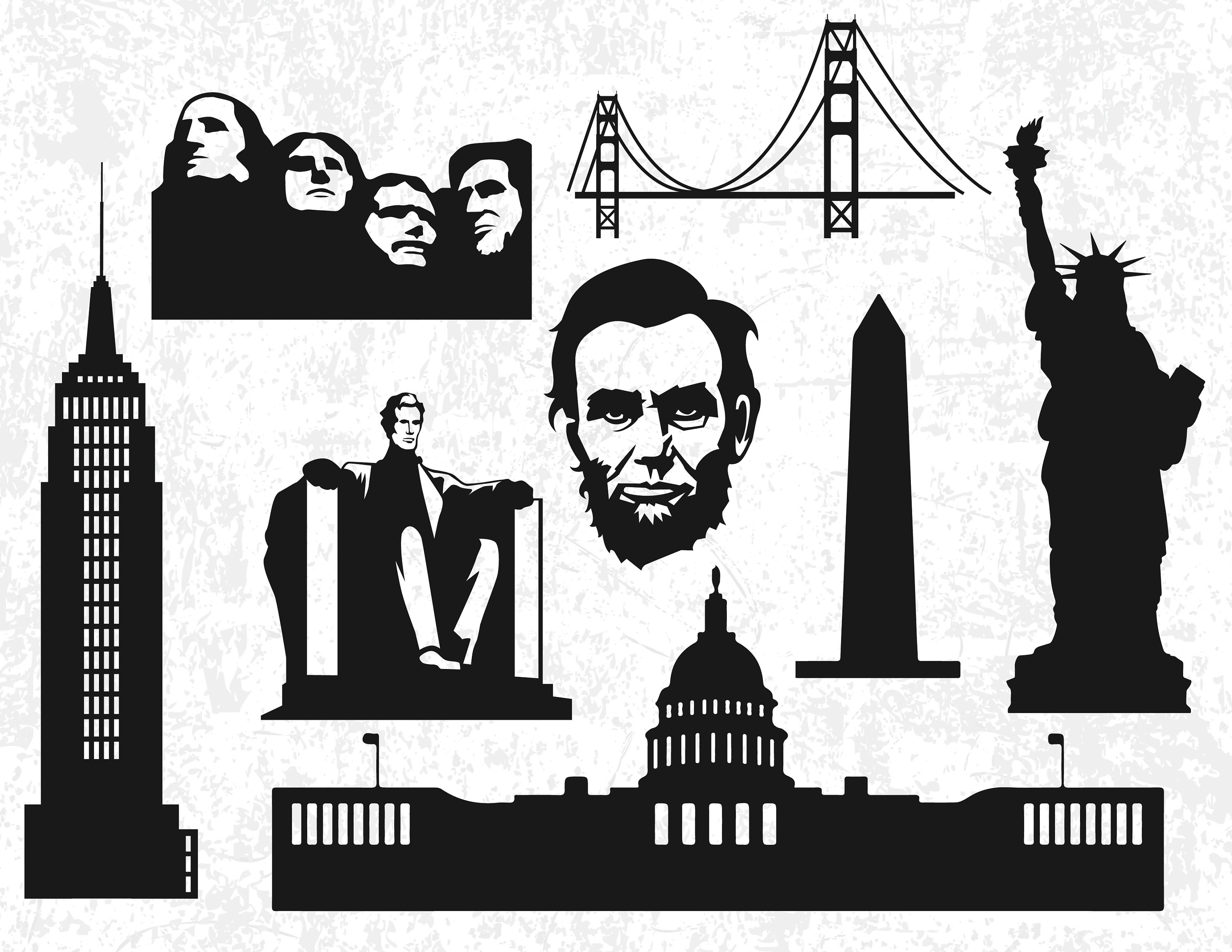 American Monuments Silhouette Clip Arts Svgpatriotic | Etsy
