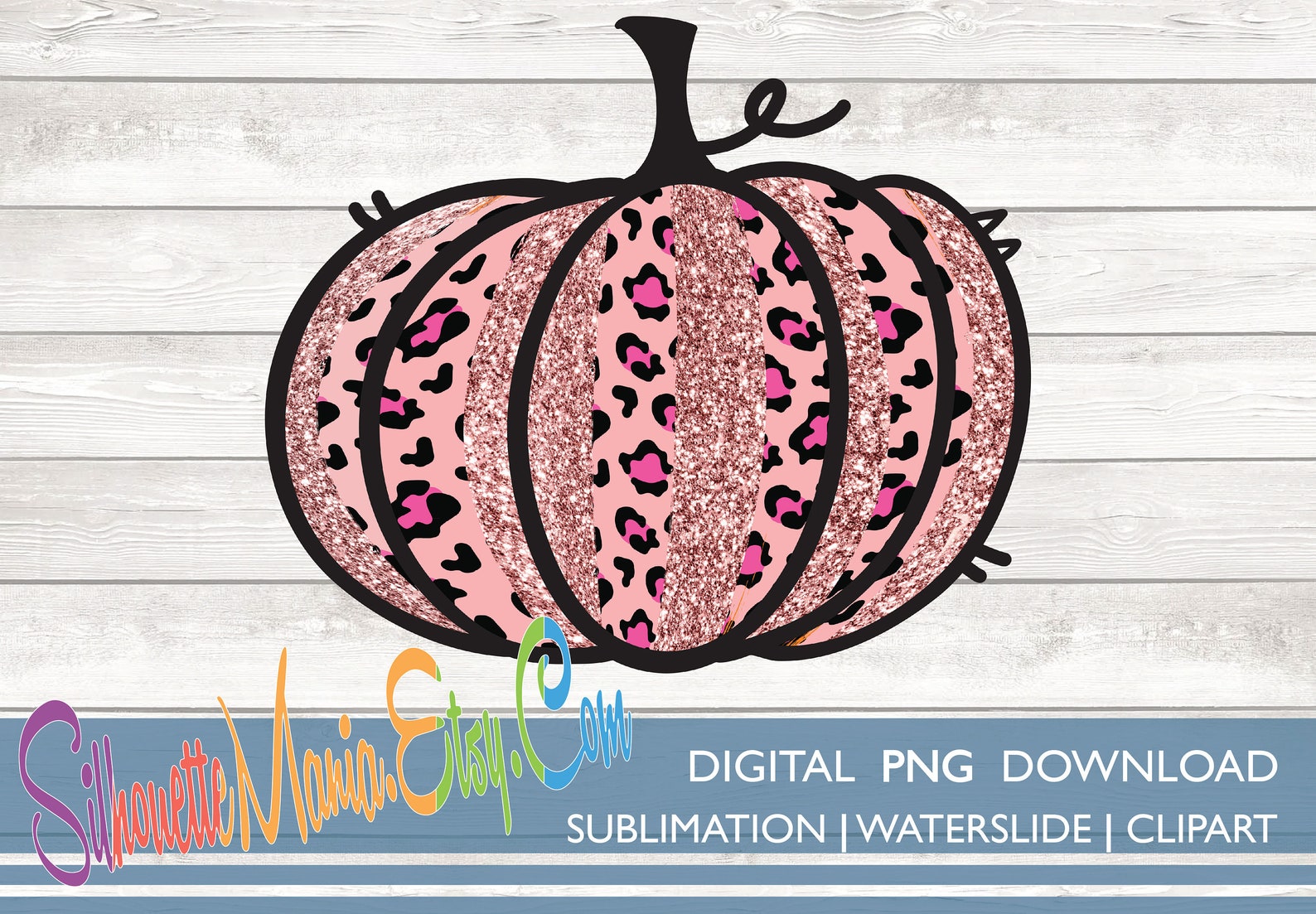 Leopard Pumpkin With Pink Glitter Sublimation Glitter Pumpkin Etsy