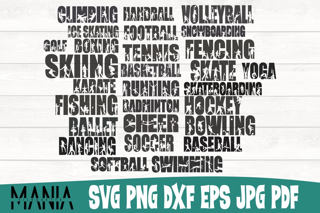 28 Sports Svg Cut File Silhouettes, Sports Shirt Svg, Sports Cut File ...