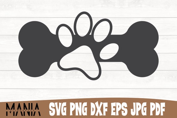 Dog Bone With Paw Print Svg Dog Svg Instant Download - Etsy