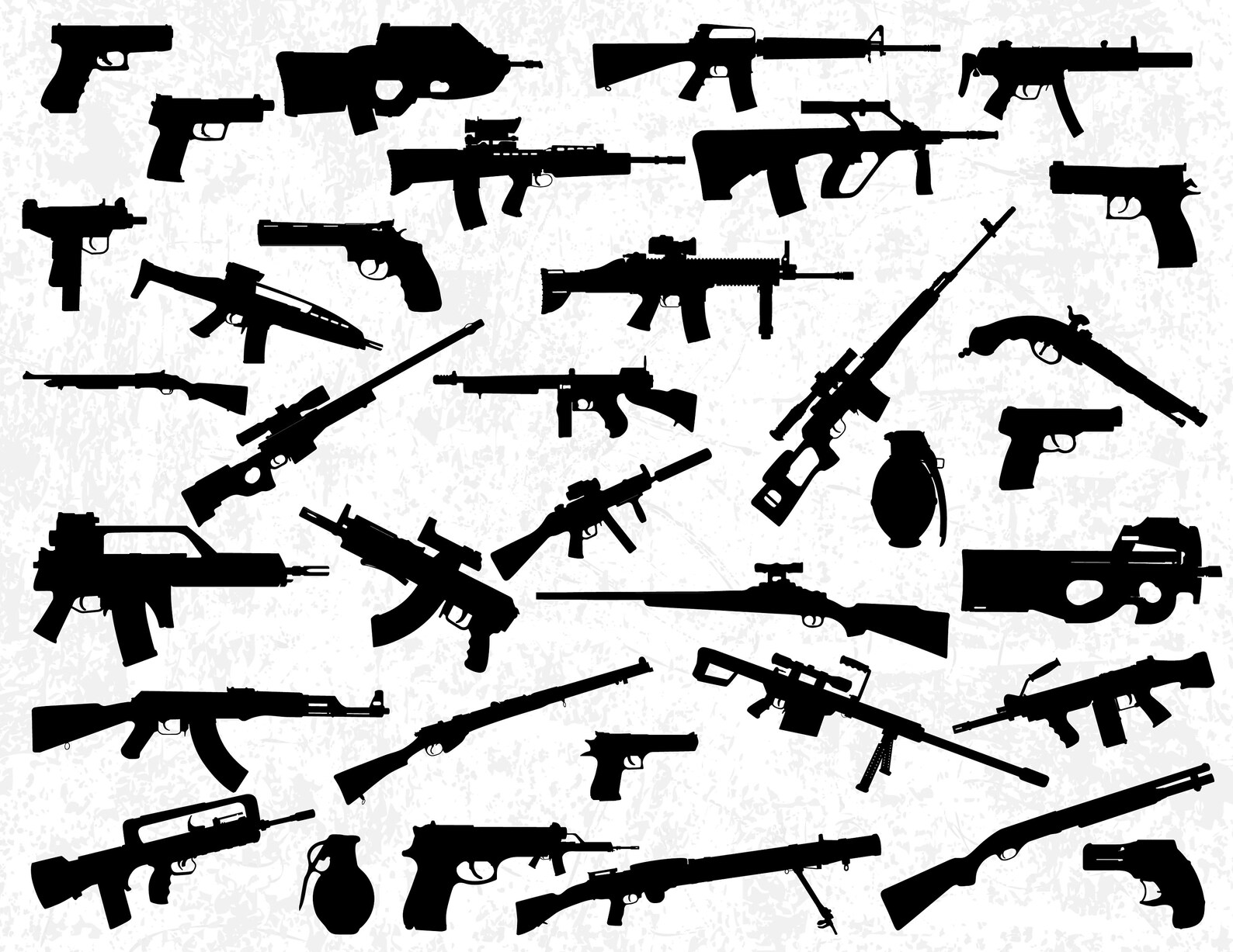 36 Guns Silhouettes, Guns SVG, Weapons SVG Guns Cut File, Guns Clip Art ...