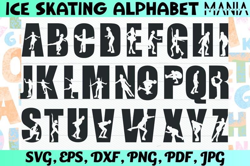 Ice Skating Alphabet Svg Cut File Instant Download - Etsy