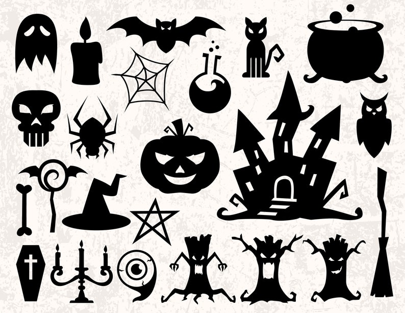 Spooky Halloween Silhouette Clip Artshalloween Silhouettes - Etsy Hong Kong