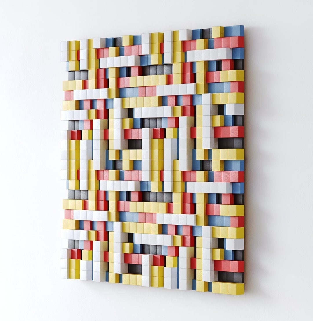Mid Century Modern Wood Wall Acoustic Panel Bauhaus Colorful Wall Art ...