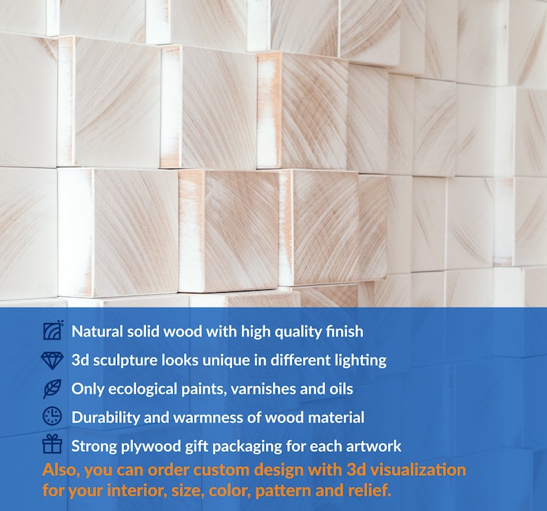 Parametric Wall Art Wood Block Art 3D Wall Sculpture Wood Decor White ...