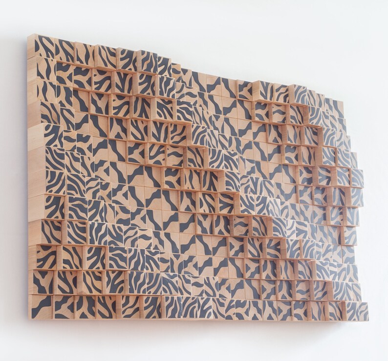 3D Wall Sculpture Abstract Pattern Wood Relief Wall Sculpture ...