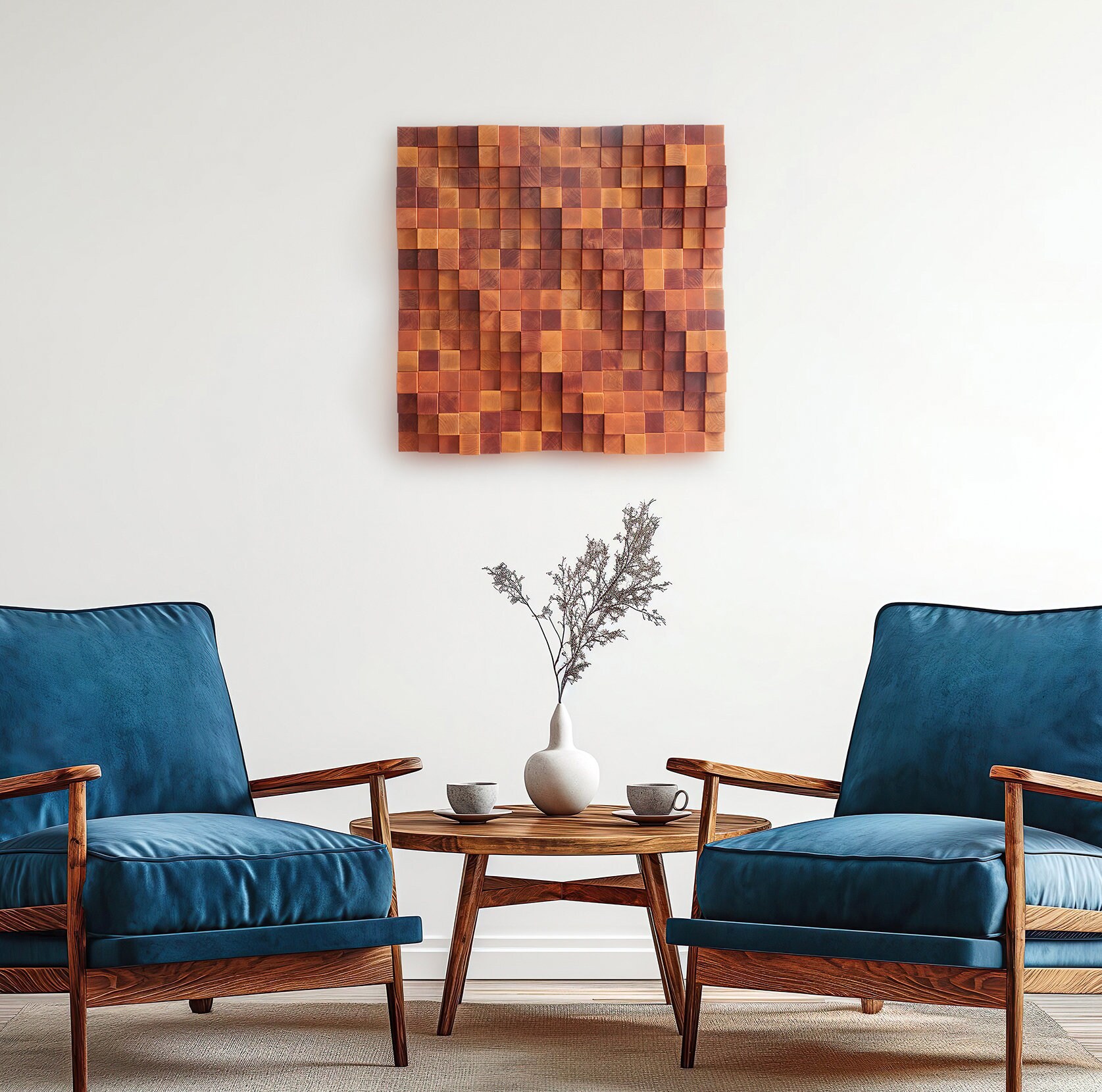 Parametric 3D Wood Minimalist Wall Art Sculpture. Wood Wall Acoustic ...