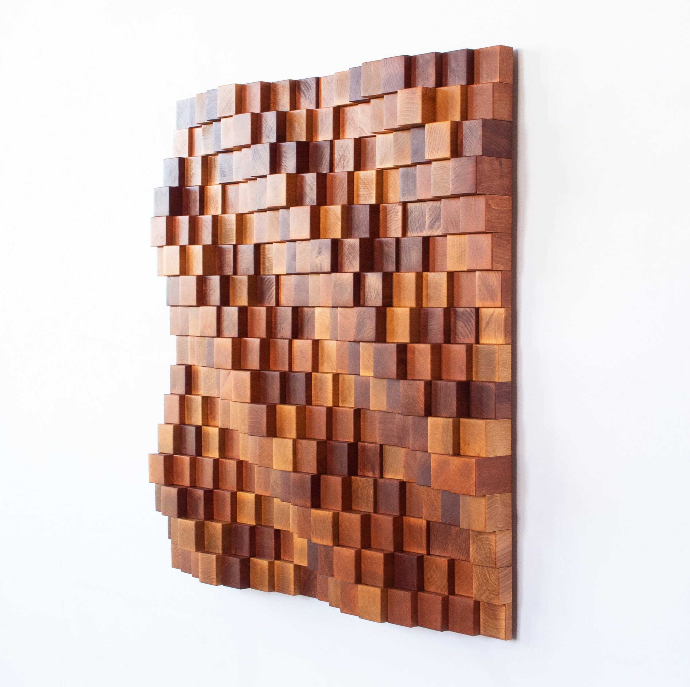 Wood Block Wall Art Parametric 3D Wall Sculpture Mosaic - Etsy