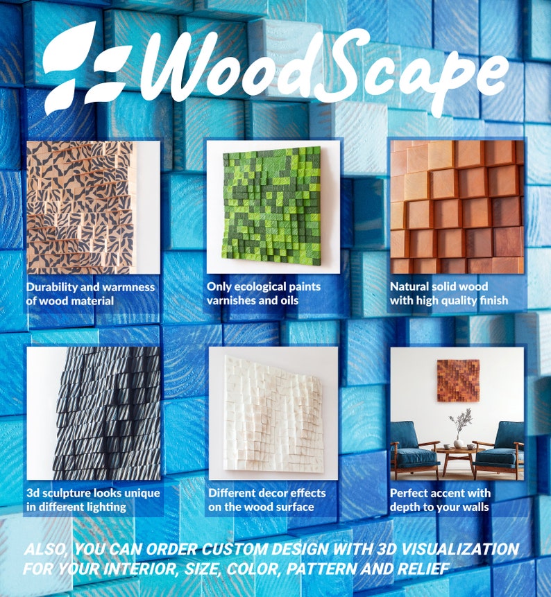 Parametric Wall Art Wood Block Art 3D Wall Sculpture Wood Decor White ...