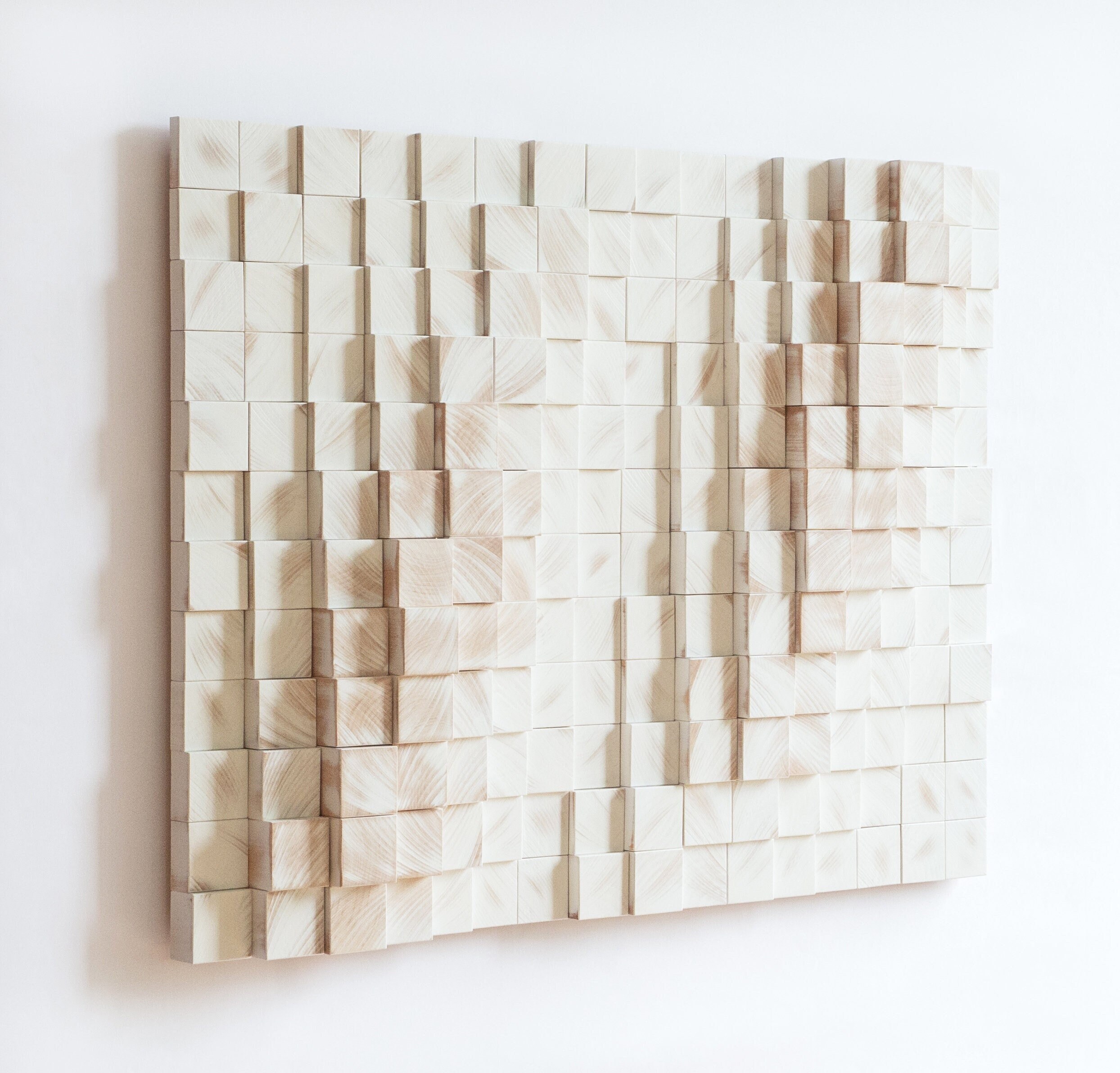 Parametric Wall Art Wood Block Art 3D Wall Sculpture Wood Decor White ...