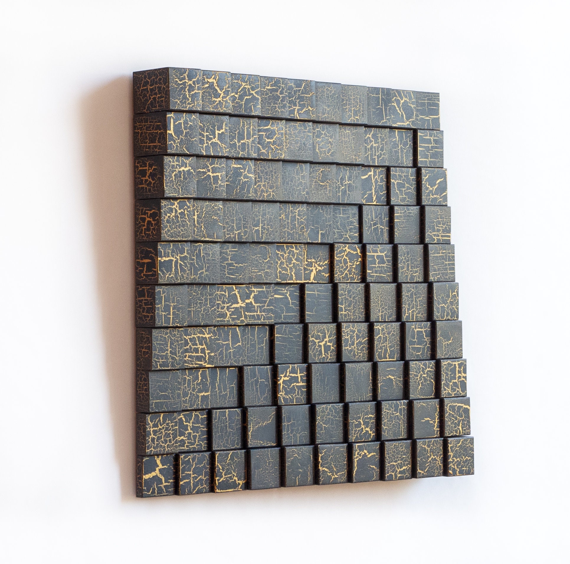 Wood Block Dimensional Wall Art 3D Wall Sculpture Geometric Wall Art ...
