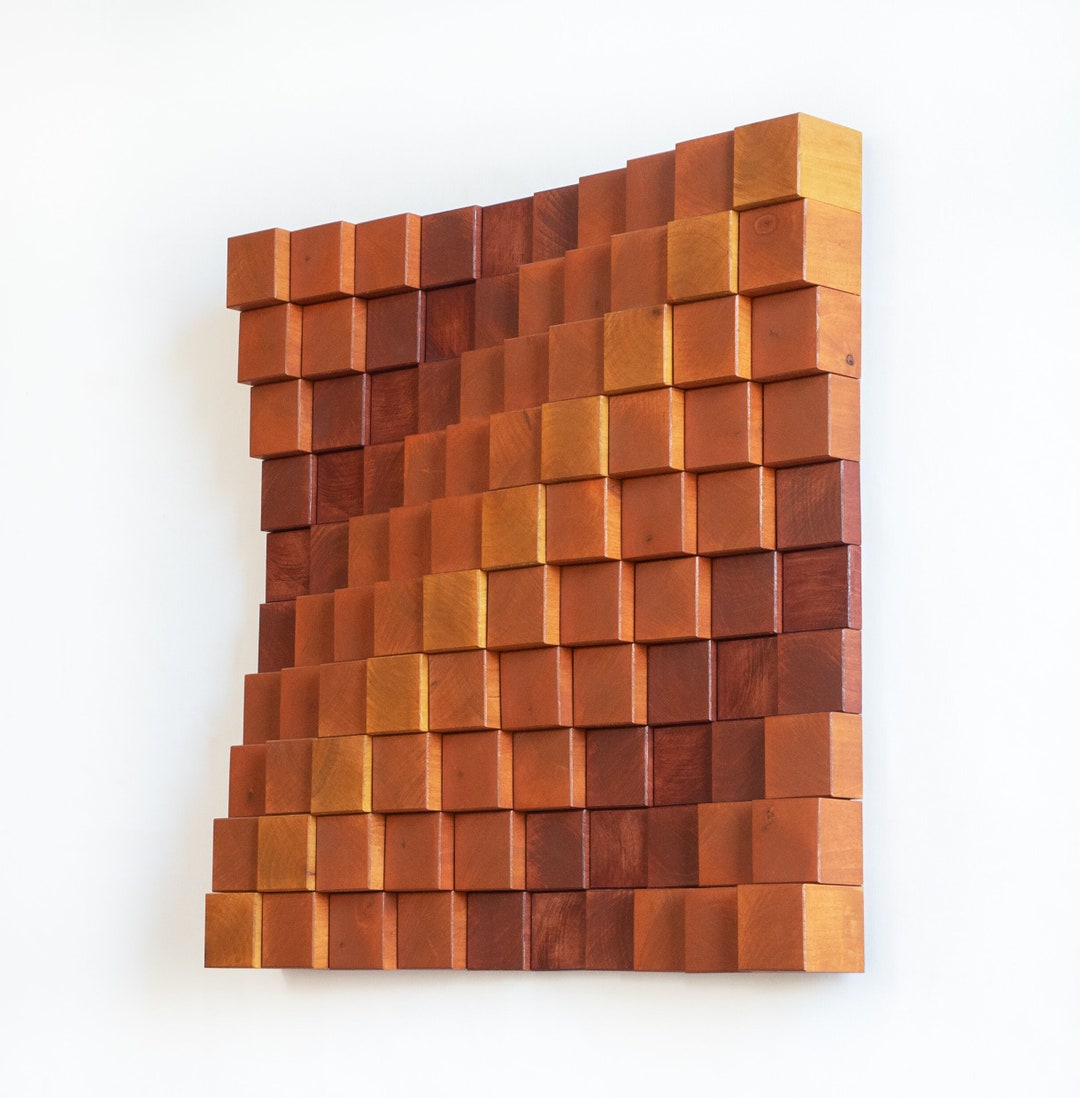Parametric Wall Art Wood Abstract 3D Wall Sculpture Wood Block Art ...