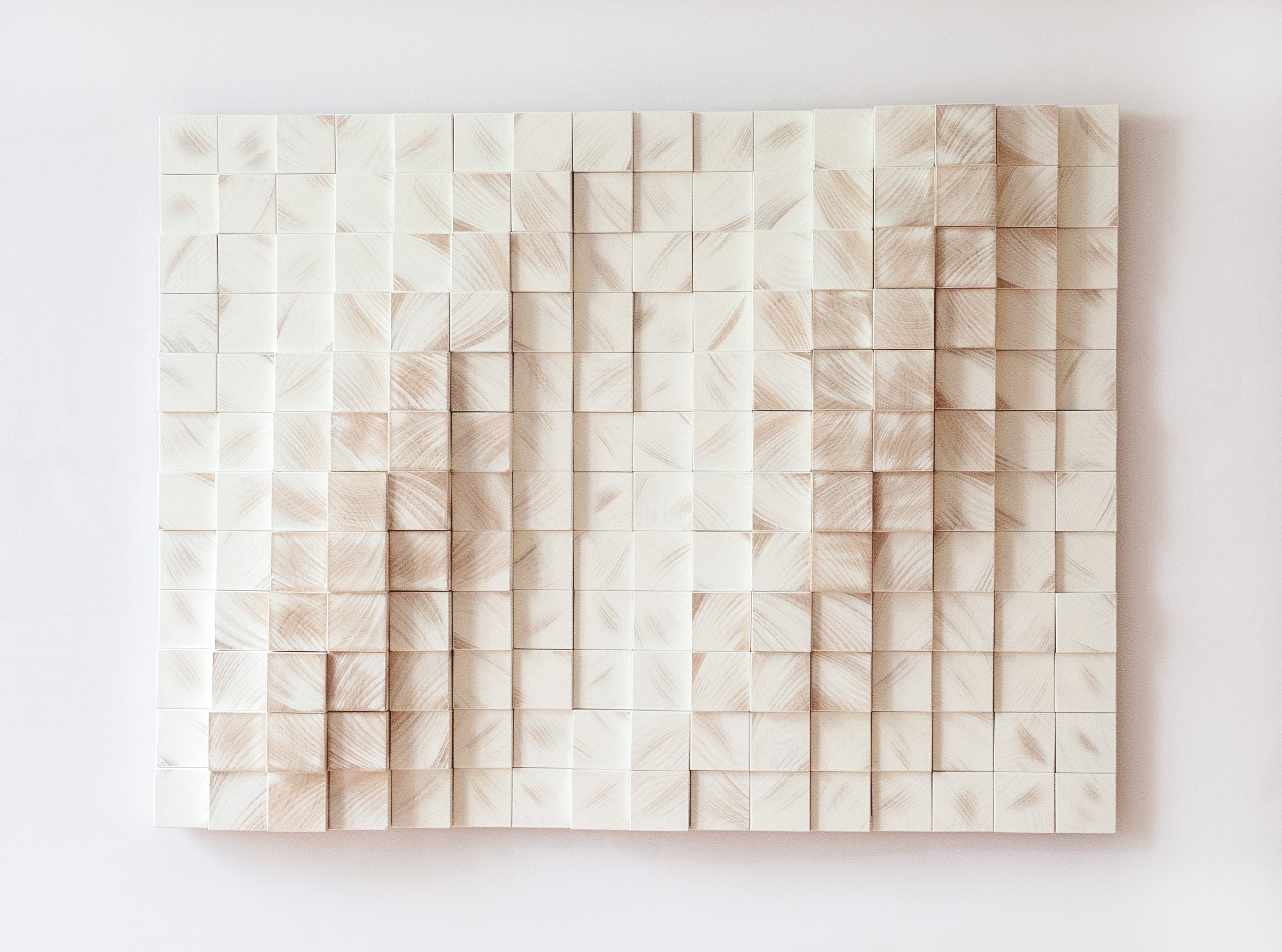 Parametric Wall Art Wood Block Art 3D Wall Sculpture Wood Decor White ...