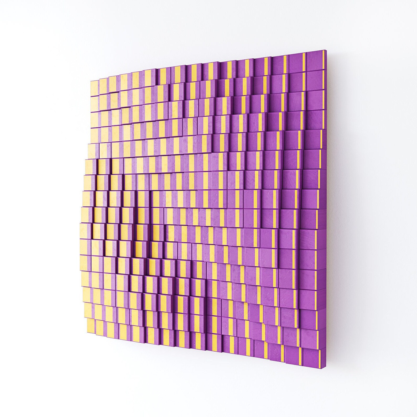 Parametric Colorful 3D Wall Art Wood Wall Acoustic Panel. Purple Yellow ...