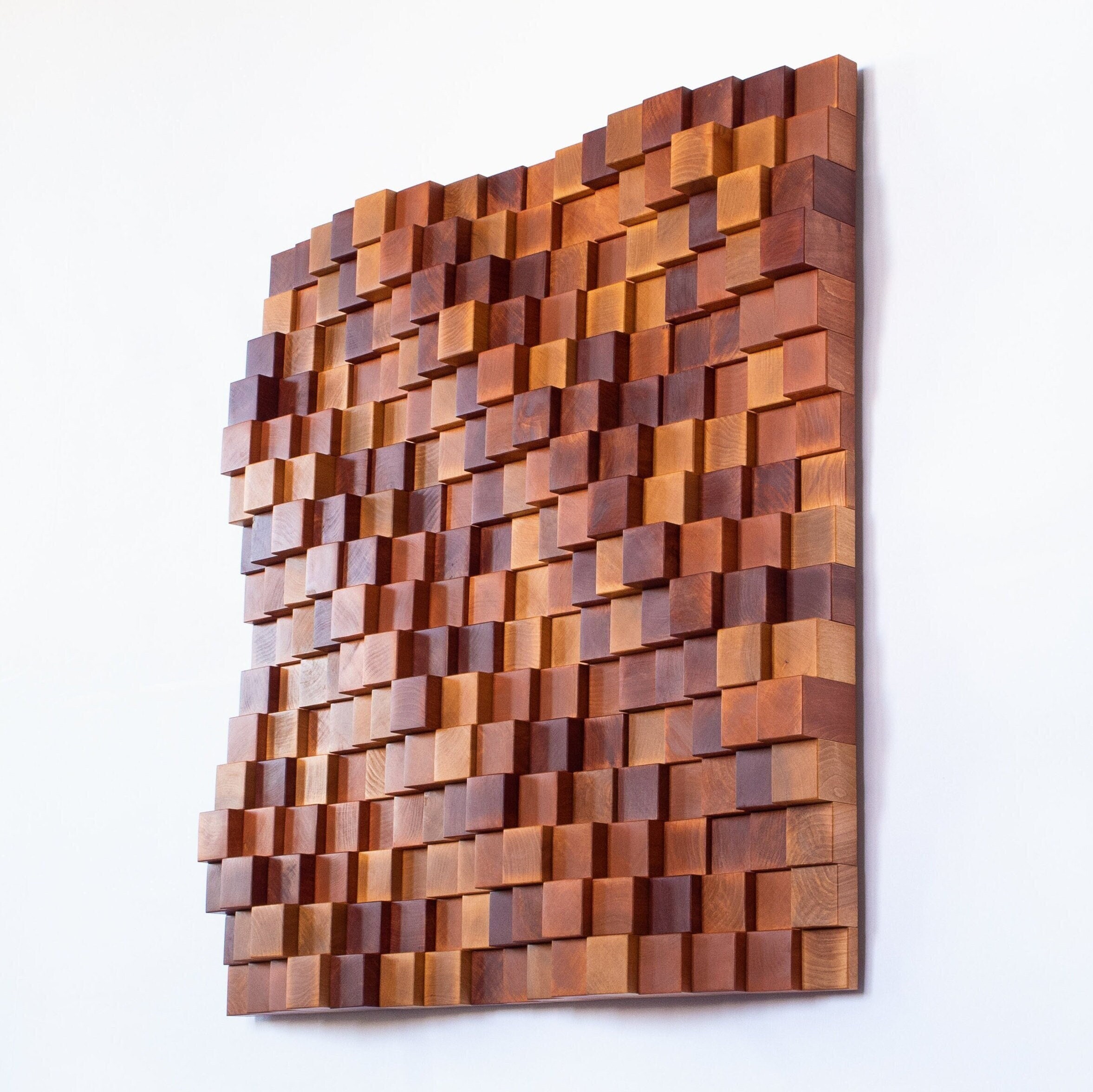 Wood Block Wall Art Parametric 3D Wall Sculpture Mosaic - Etsy