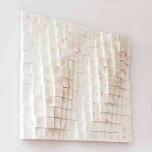 Parametric Wall Art Wood Block Art 3D Wall Sculpture Wood Decor White ...