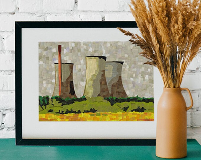 Richborough Power Station Poster Original Handmade Collage Paper Mosaic ...