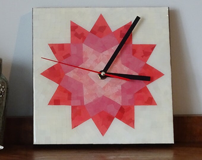 Red Star Wall Clock Paper Mosaic Collage - Etsy