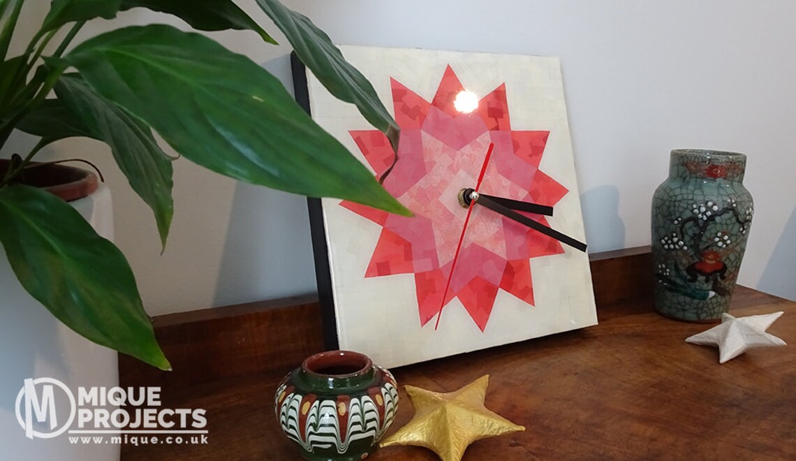 Red Star Wall Clock Paper Mosaic Collage - Etsy