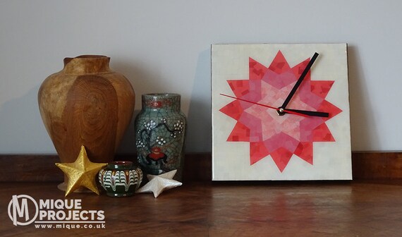 Red Star Wall Clock Paper Mosaic Collage | Etsy