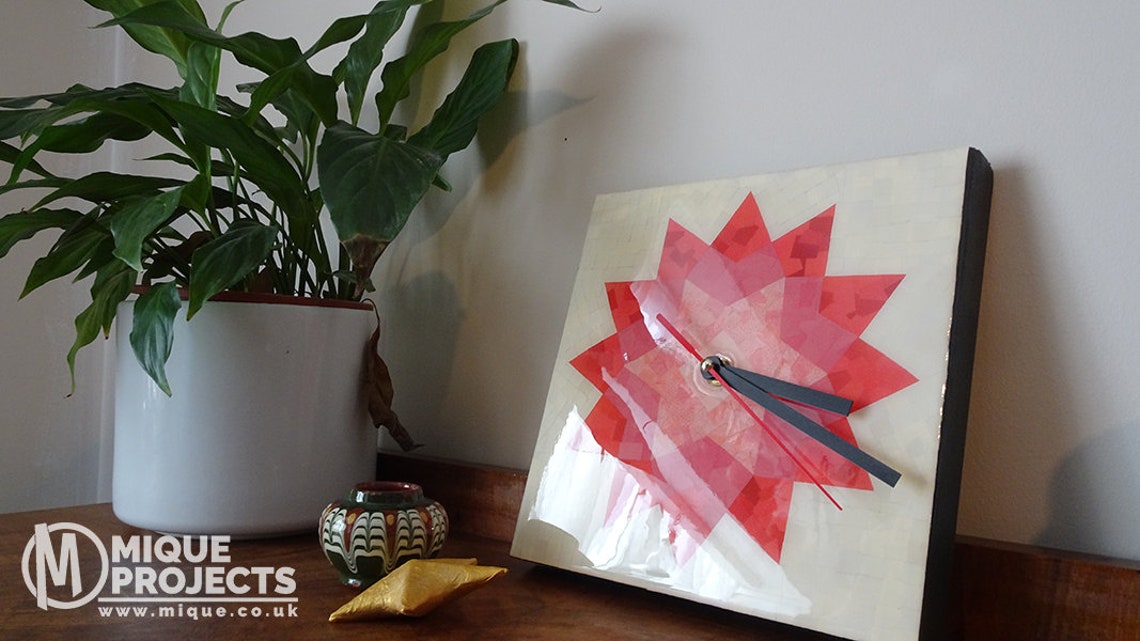 Red Star Wall Clock Paper Mosaic Collage - Etsy