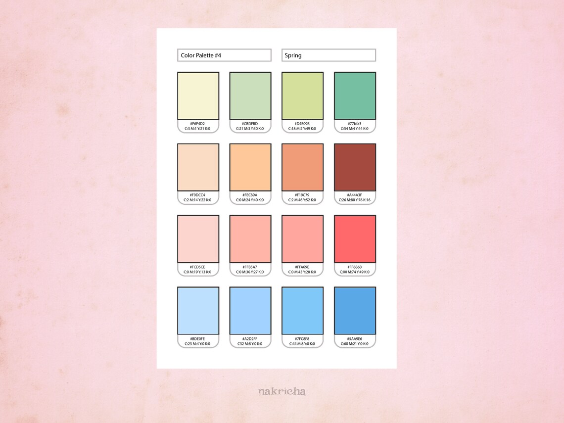 Printable Color Swatch Chart A4, A5, Letter, Half Letter - Etsy