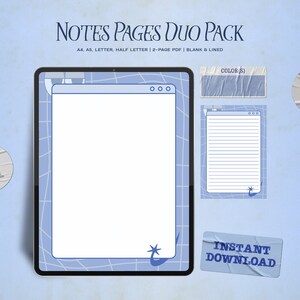 Printable Notes Pages & Goodreads Template Blank and Lined Paper A4, A5 ...