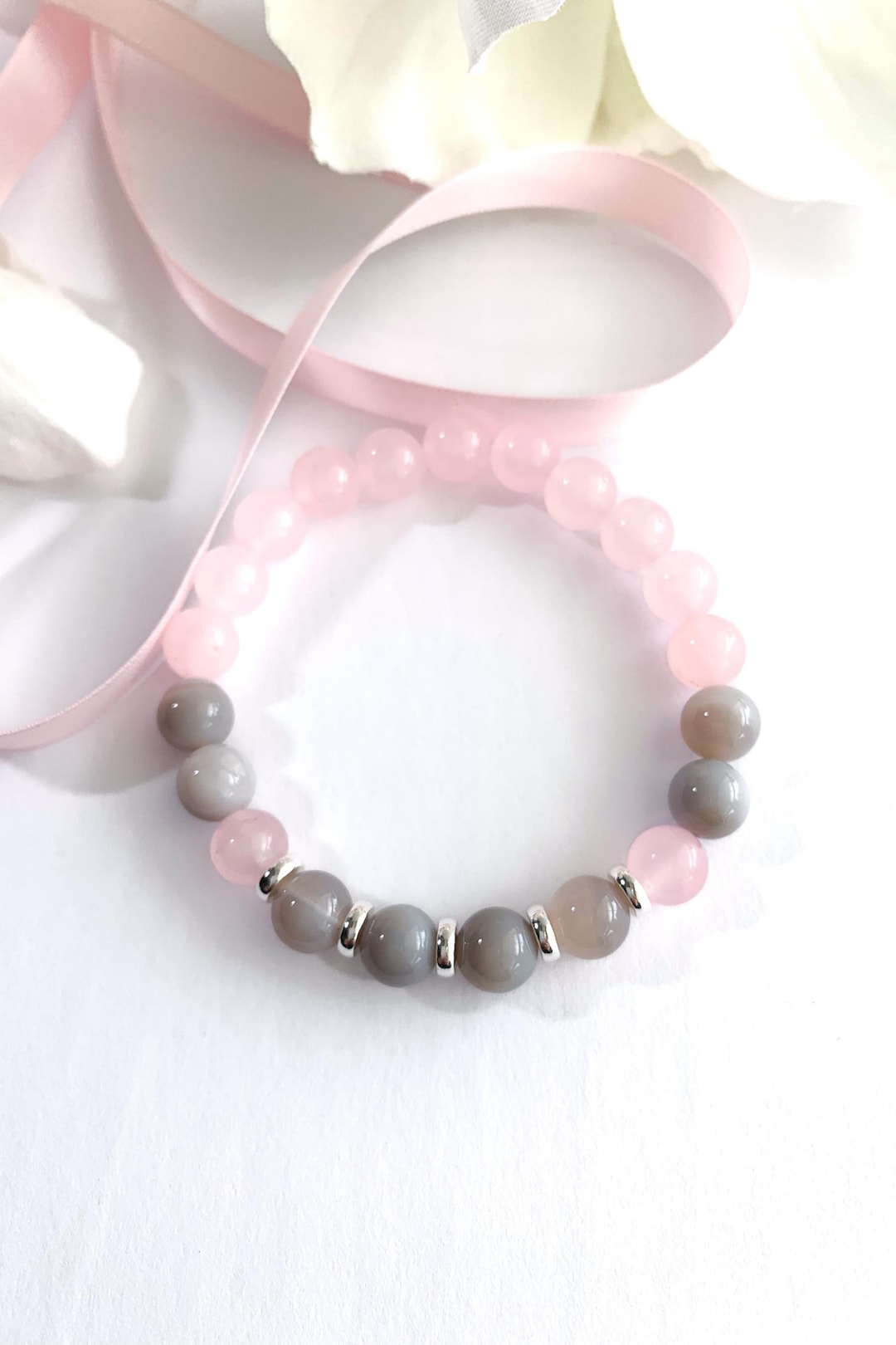Rose Quartz Agate Energy Bracelet for Love and Clarity Crystal ...