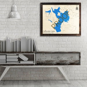 Callender Lake, Texas 3D Wood Map Cabin Decor Lake House Décor Nautical ...