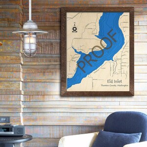 Eld Inlet - Puget Sound, WA 3D Wood Map | 3D Depth Map, Cabin Decor ...