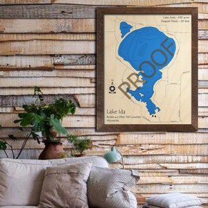 Lake Ida (becker/otter Tail), MN 3D Wood Map | Custom Nautical Map ...