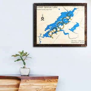 Lower Saranac Lake, New York 3D Wood Map | Lake House -cabin Decor - Nautical Decor | Map Art ...