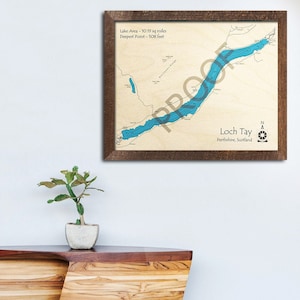 Loch Tay 3D Wood Map | Loch Tay Scotland Nautical Chart | Custom ...