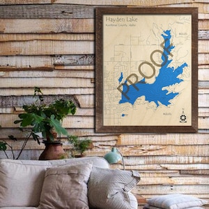Hayden Lake, ID 3D Wood Map | 3D Depth Chart, Cabin Decor, Lake House ...