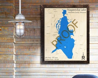 Custom Lake Map Lake Nagawicka - Etsy