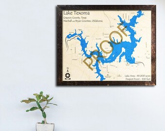 Lake Texoma Map - Etsy