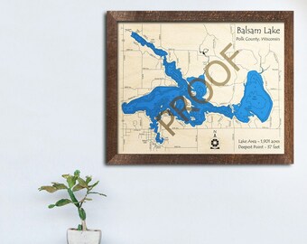 Franklin Lake WI 3D Wood Carved Map Custom Nautical Wall | Etsy