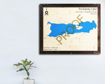 Map of Puckaway Lake - Etsy