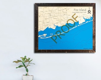 Fire Island Map Art - Etsy