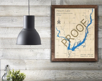 Wixom Lake Map Michigan - Etsy