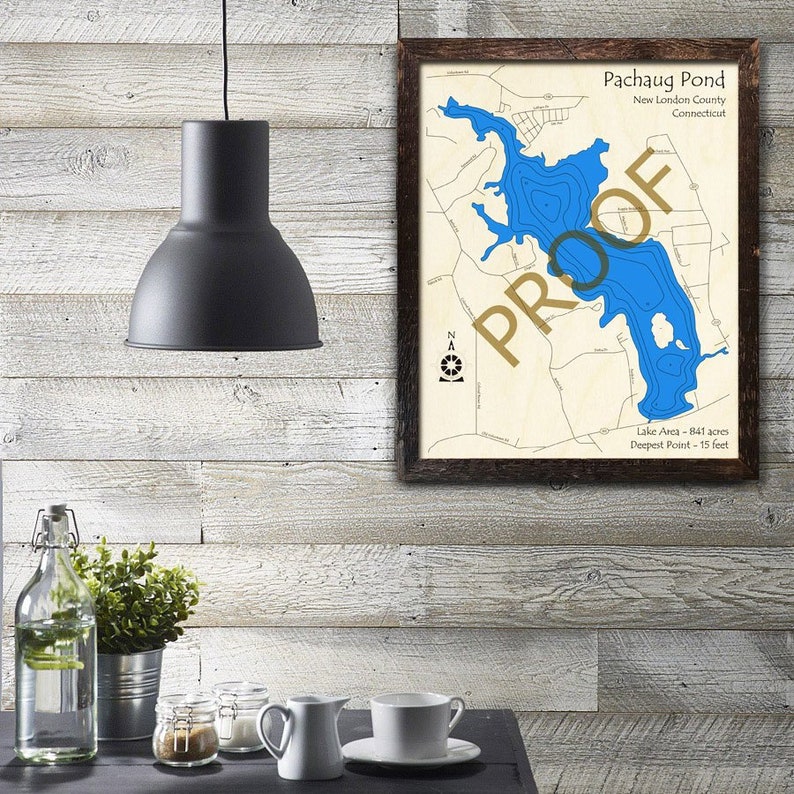 Pachaug Pond CT 3D Wood Map Custom Cabin Decor Lake House - Etsy