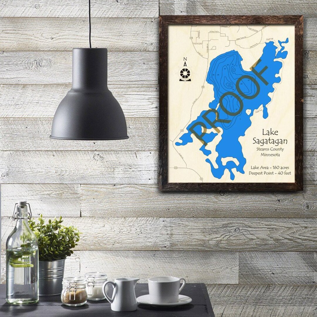 Sagatagan Lake, Minnesota 3D Wood Map | Cabin Decor - Lake House Décor ...