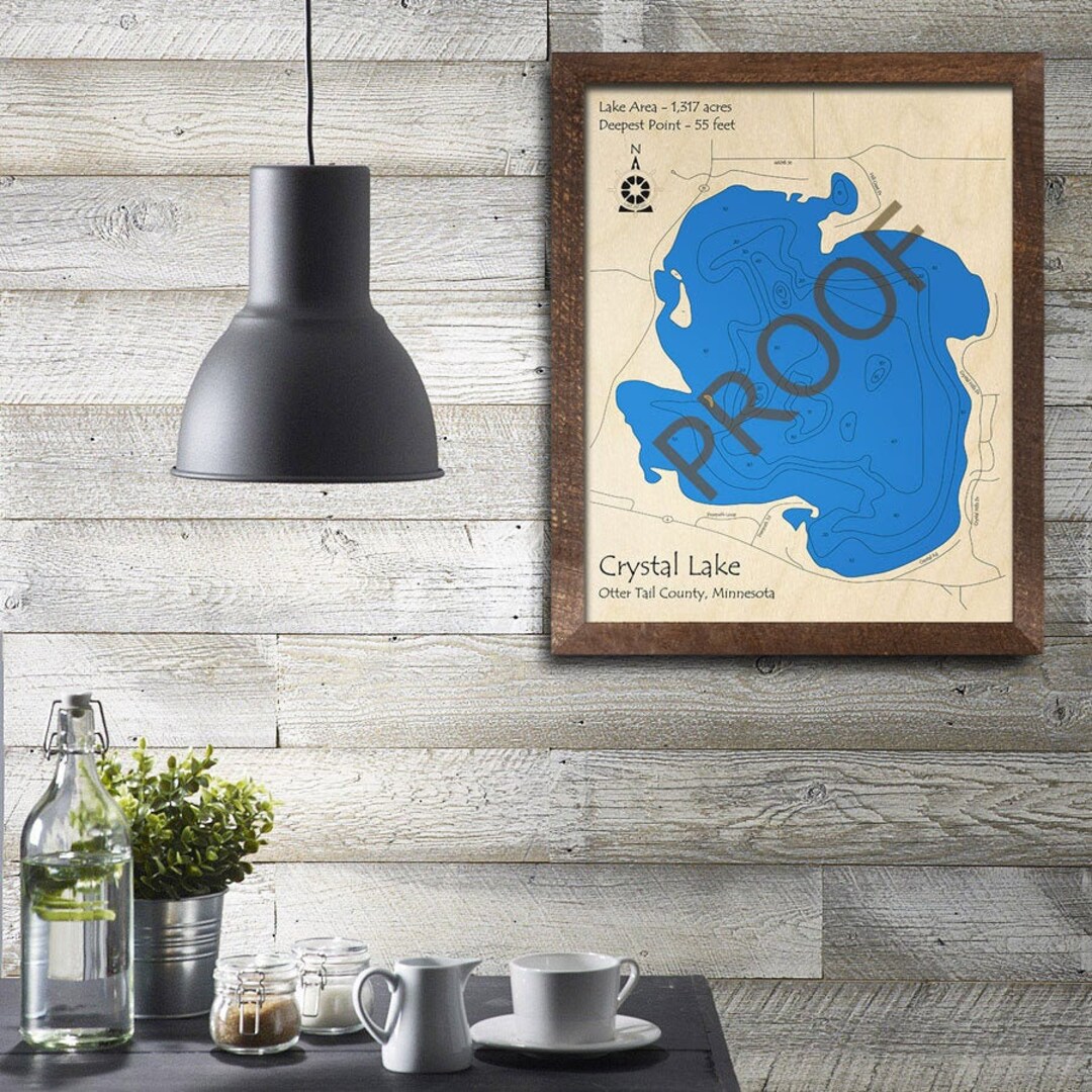 Crystal Lake - Lida Lake, MN 3D Wood Map | Custom Nautical Map, Cabin ...