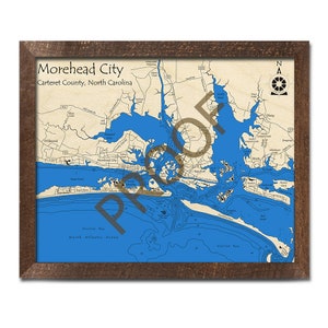 Morehead City - Beaufort - Onslow Bay, NC 3D Wood Map | Custom Nautical ...