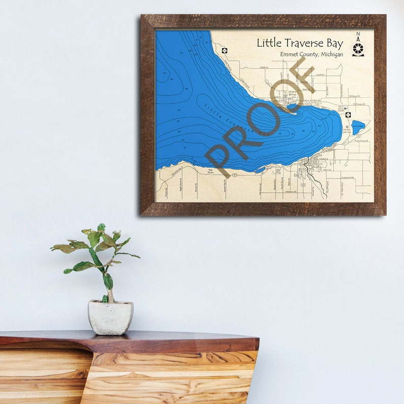 Little Traverse Bay-lake Michigan MI 3D Wood Map Custom | Etsy